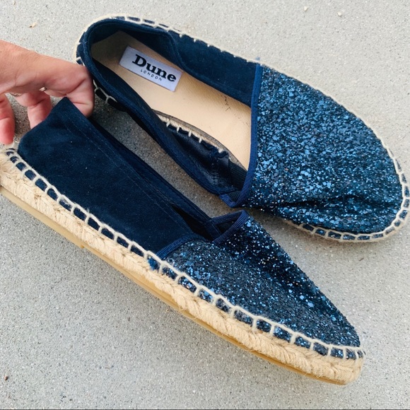 Dune London | Shoes | Dune London Blue Glitter Slip On Espadrille Flats ...